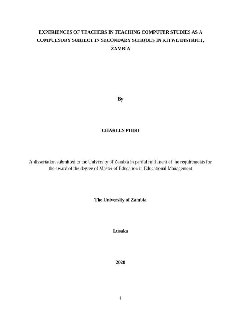 Phiri Charles Research Draft (Final) | PDF | Educational Technology ...