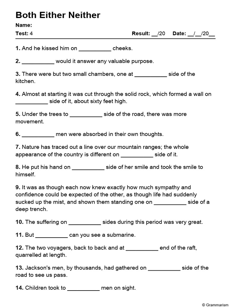 Grammarism Both Either Neither Test 4 1059514 | PDF