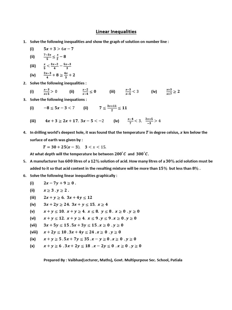 10+1 Linear Inequalities | PDF | Mathematical Relations | Graph Theory