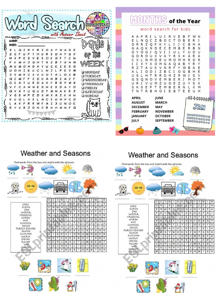 Seasons Weather Wordsearch | PDF