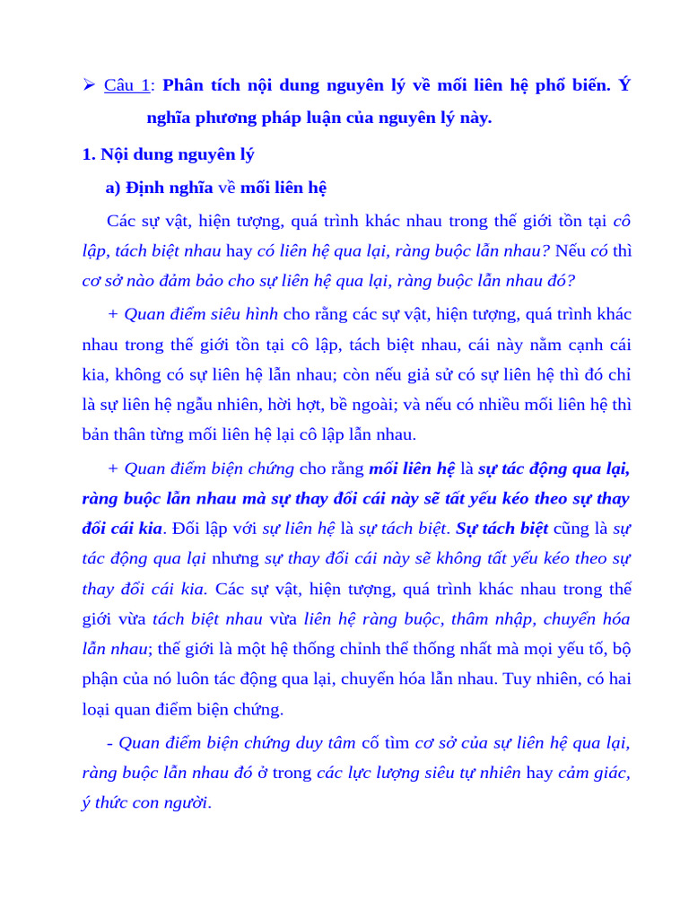 Bo Cau Hoi Va Dap An Cac de Thi Triet Hoc Mac Lenin | PDF