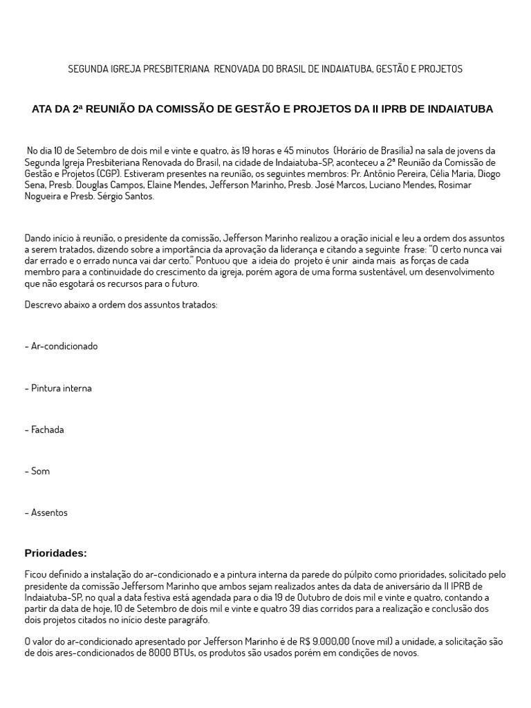 Ata da 2ª Reunião da II IPRB Indaiatuba | PDF | Direito