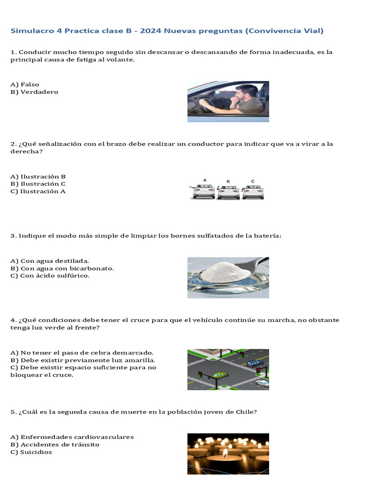 Simulacro 4 Practica Clase-B 2024 | PDF | Neumático | Peatonal