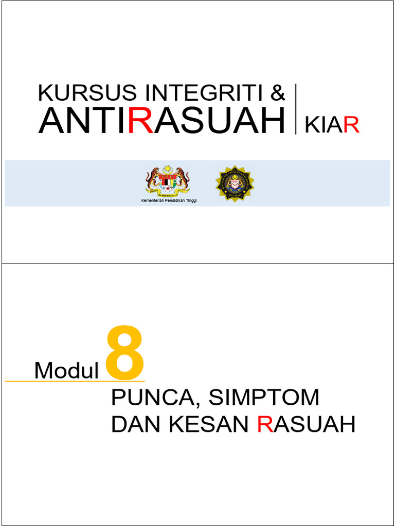 Modul Kiar 2023 - 8 Punca, Simptom Dan Kesan Rasuah | PDF