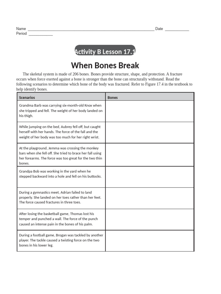 Lesson 17.1 When Bones Break PDF | PDF | Sports & Recreation