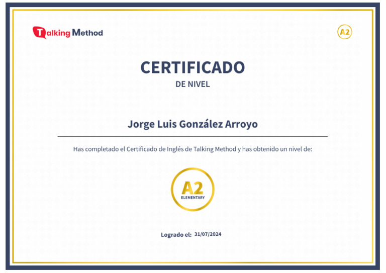 Certificado de Ingles A2 | PDF