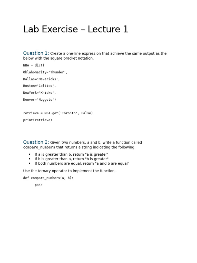 Python Programming Lab Exercise | PDF