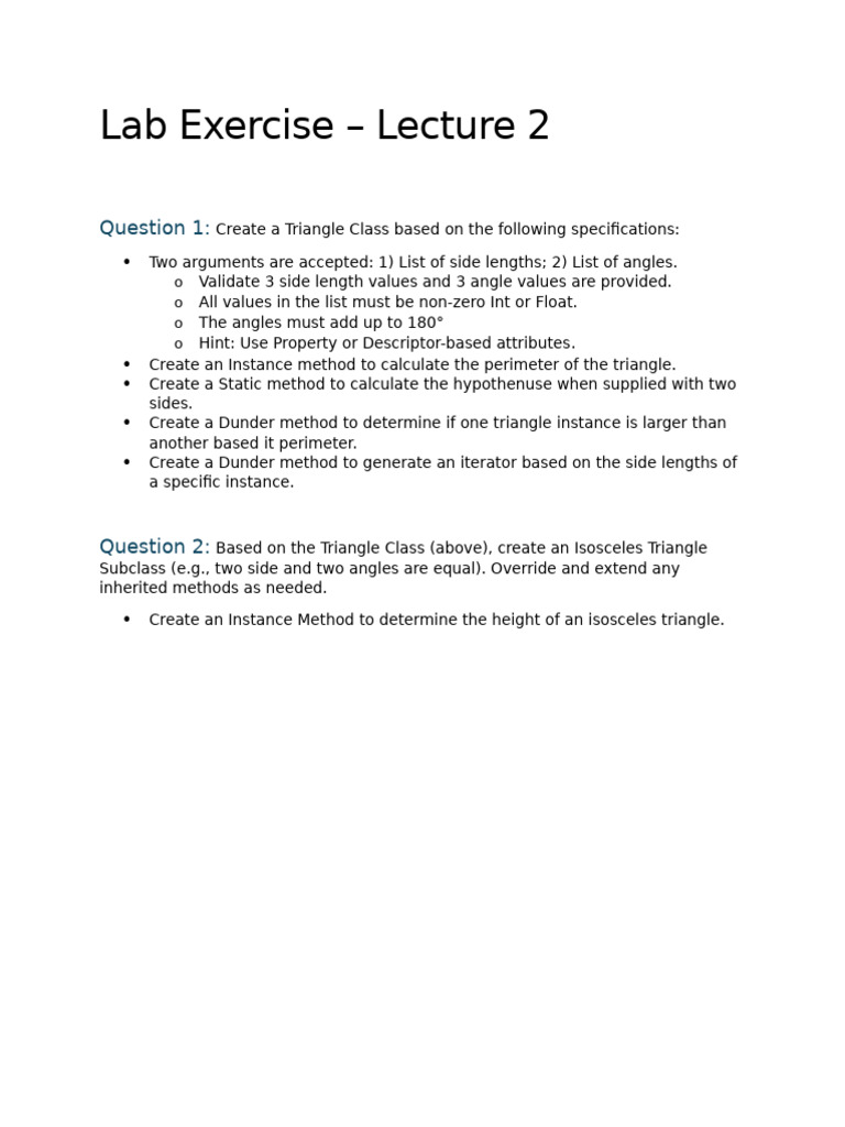 COMP 216 - Lecture 2 - Lab Exercise | PDF | Teaching Methods & Materials