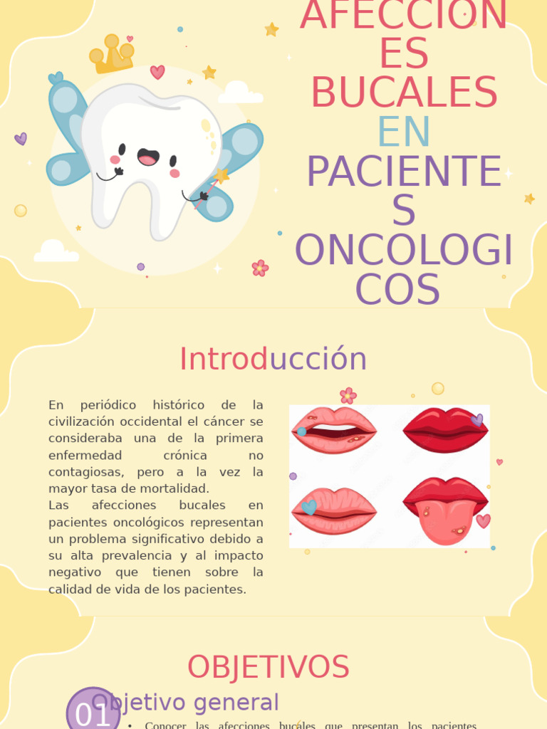 Afecciones Bucales en Pacientes Oncologicos | PDF | Cáncer | Quimioterapia Afecciones Bucales en Pacientes Oncologicos | PDF | Cáncer | Quimioterapia