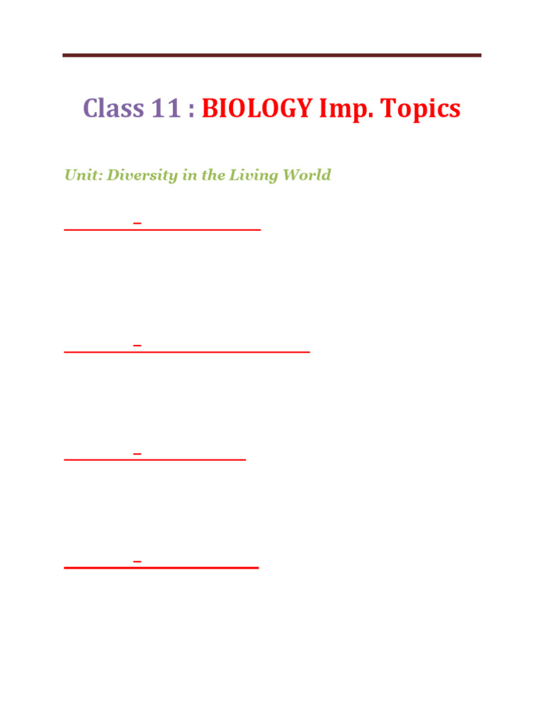 Class 11 Biology: Key Topics Overview | PDF | Cell (Biology) | Biology