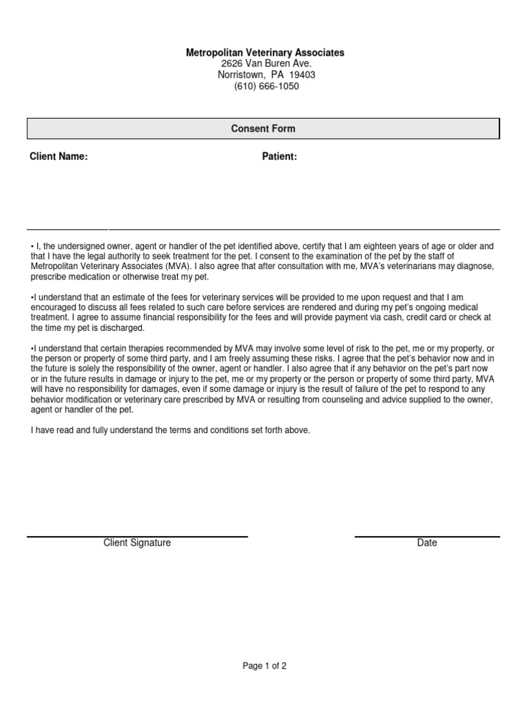 Behavior Consent Form | PDF | Pet | Health Care
