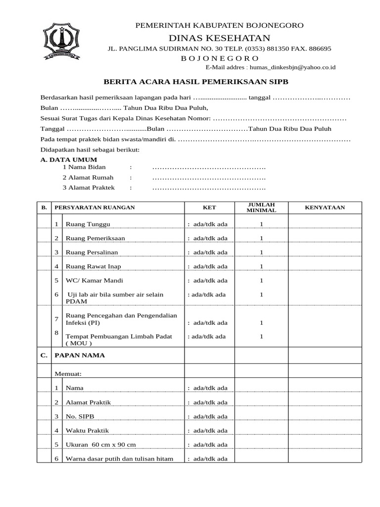 Berita Acara Hasil Pemeriksaan Sipb | PDF