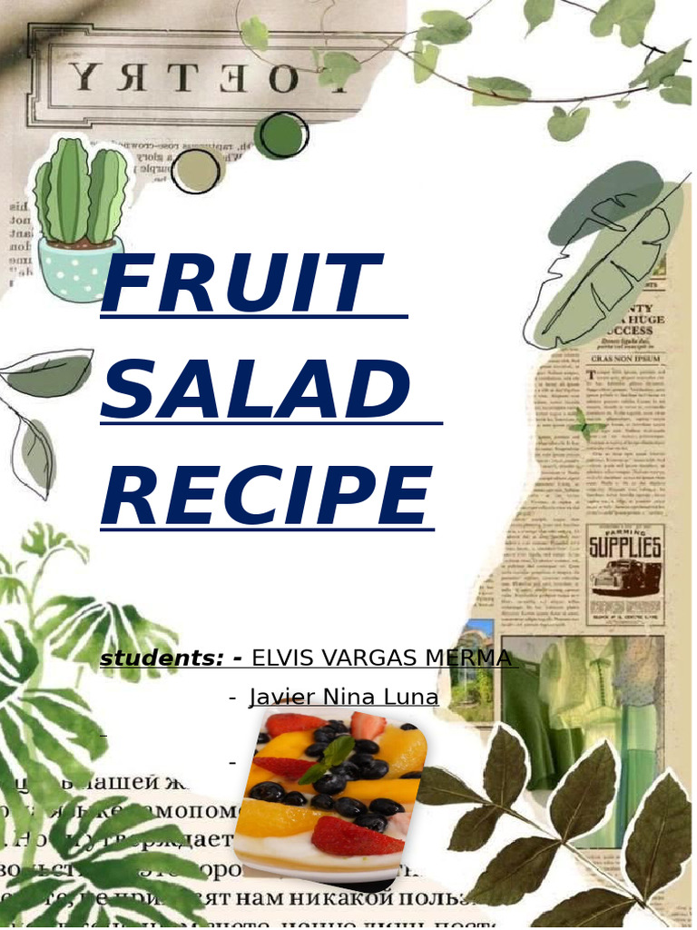 Fruit Salad Recipe for Students | PDF | Cooking, Food & Wine | Wellness