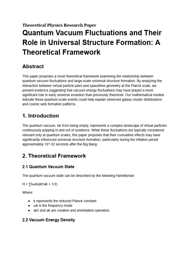 Theoretical Physics Research Paper | PDF | Quantum Mechanics | Physical ...