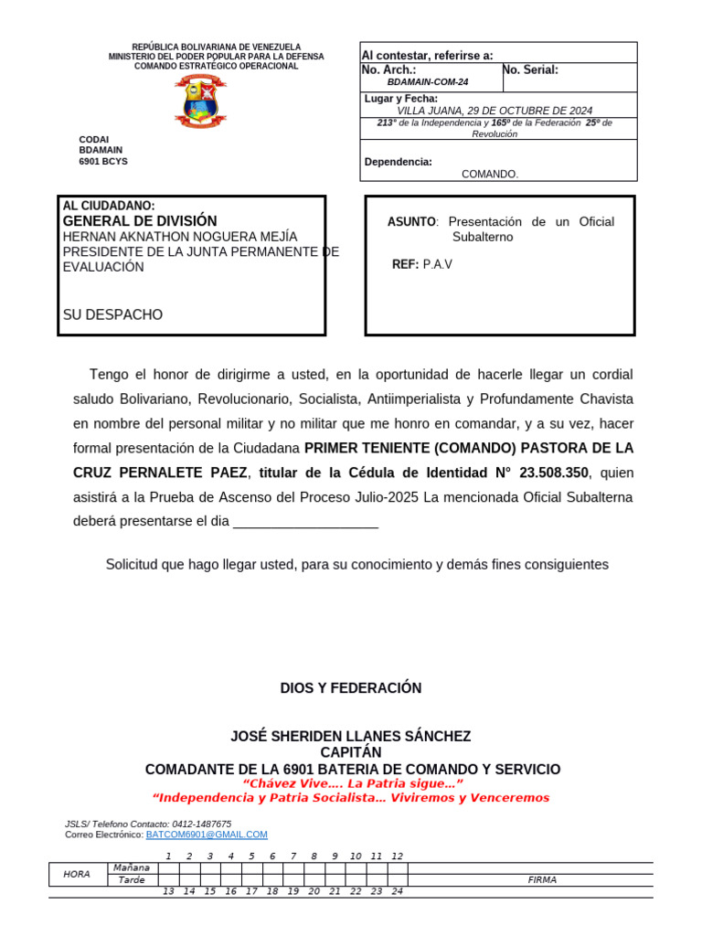 Oficio Ptte. Omaña | PDF