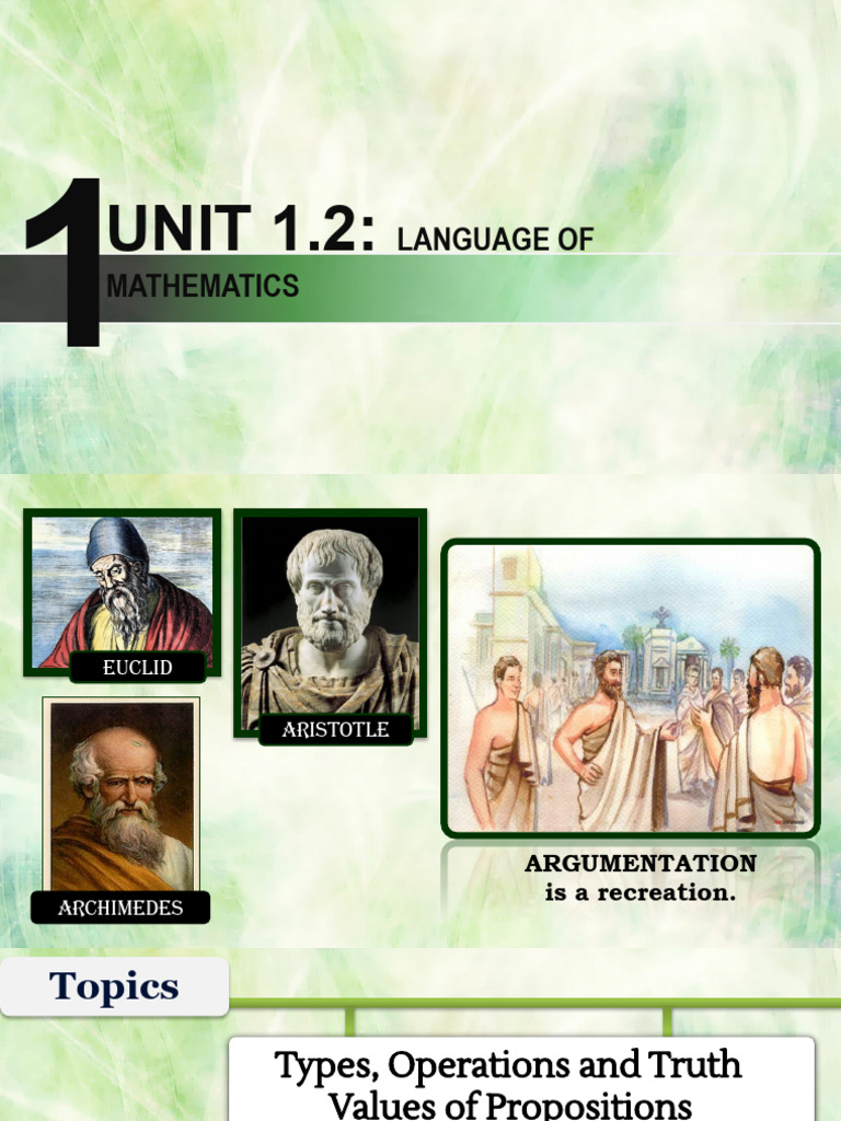 Lesson 4 - Language of Mathematics | PDF | Contradiction | Proposition