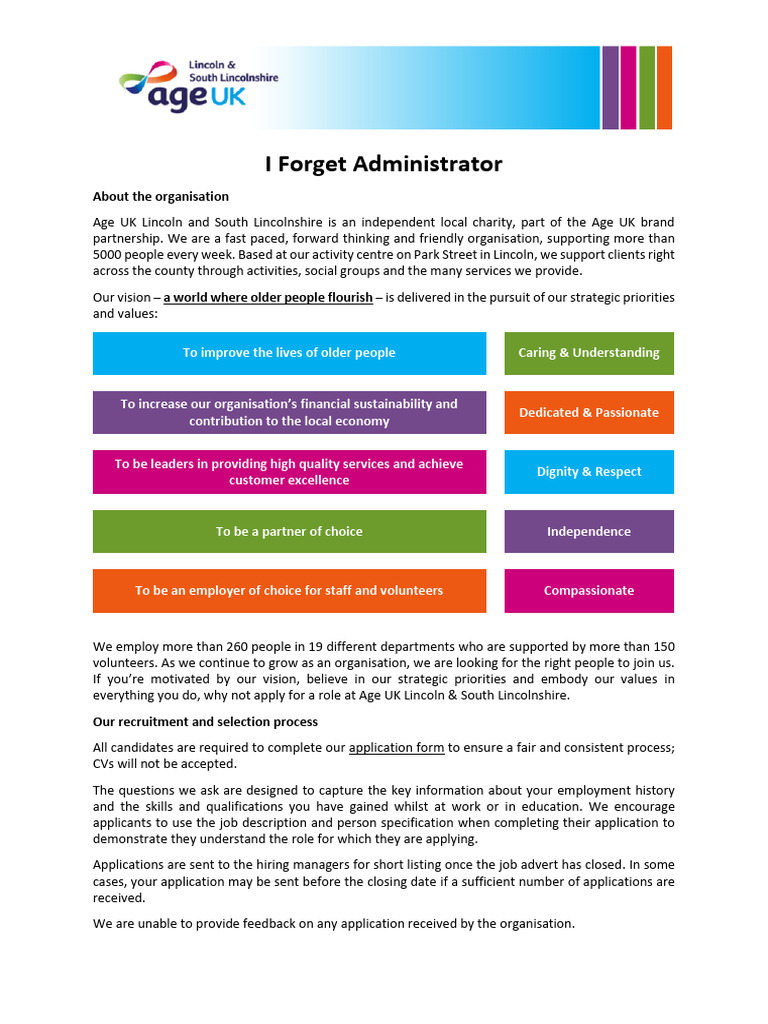 I Forget Service Administrator JD - October 2024 | PDF