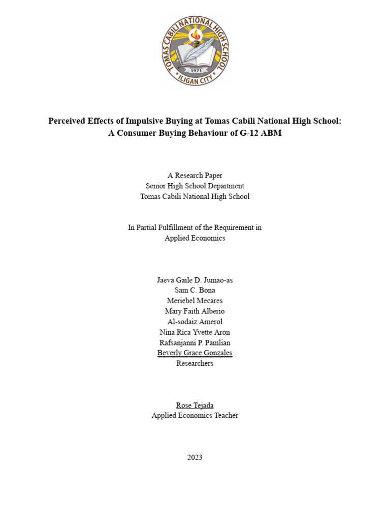 Applied Econ Mini Research | PDF | Consumer Behaviour | Behavior