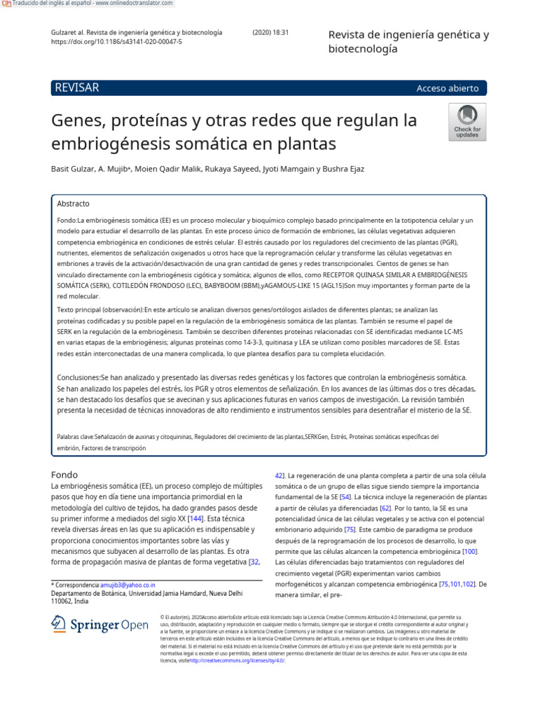 Regulación de embriogénesis somática en plantas | PDF | Embrión ...