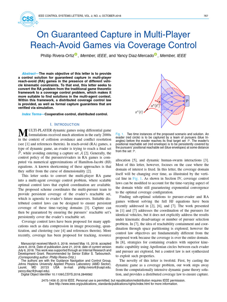 On Guaranteed Capture in Multi-Player Reach-Avoid Games Via Coverage ...