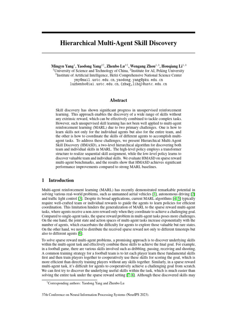 NeurIPS 2023 Hierarchical Multi Agent Skill Discovery Paper Conference ...