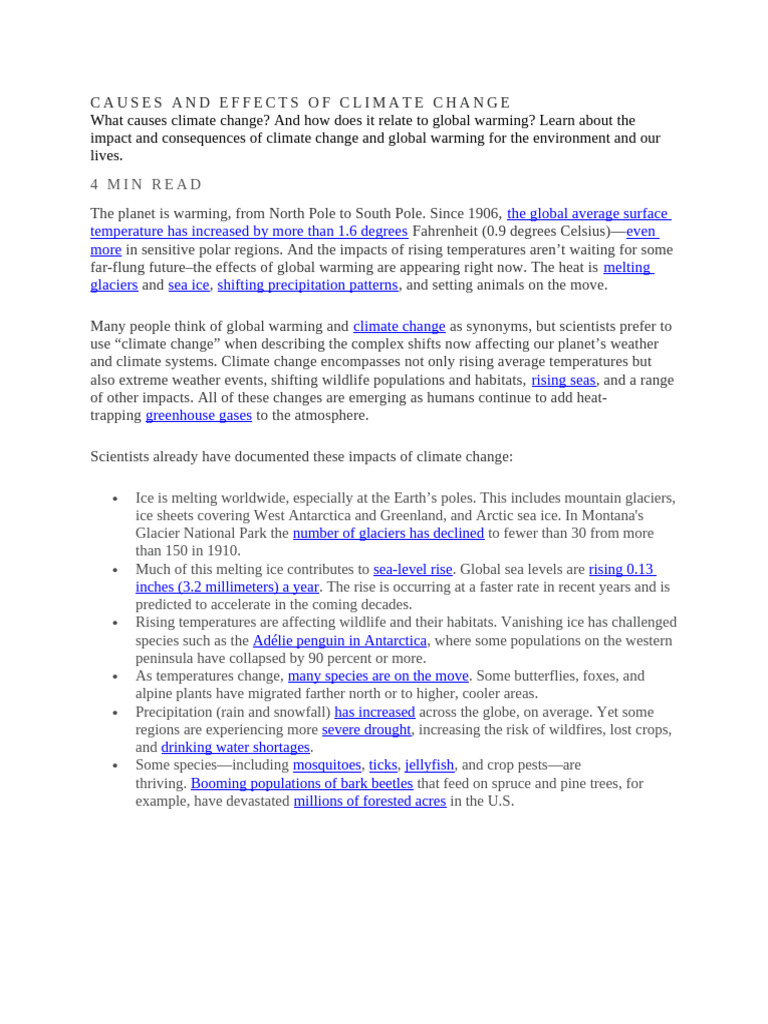 Causes and Effects of Climate Change | PDF | Climate Change | Climate