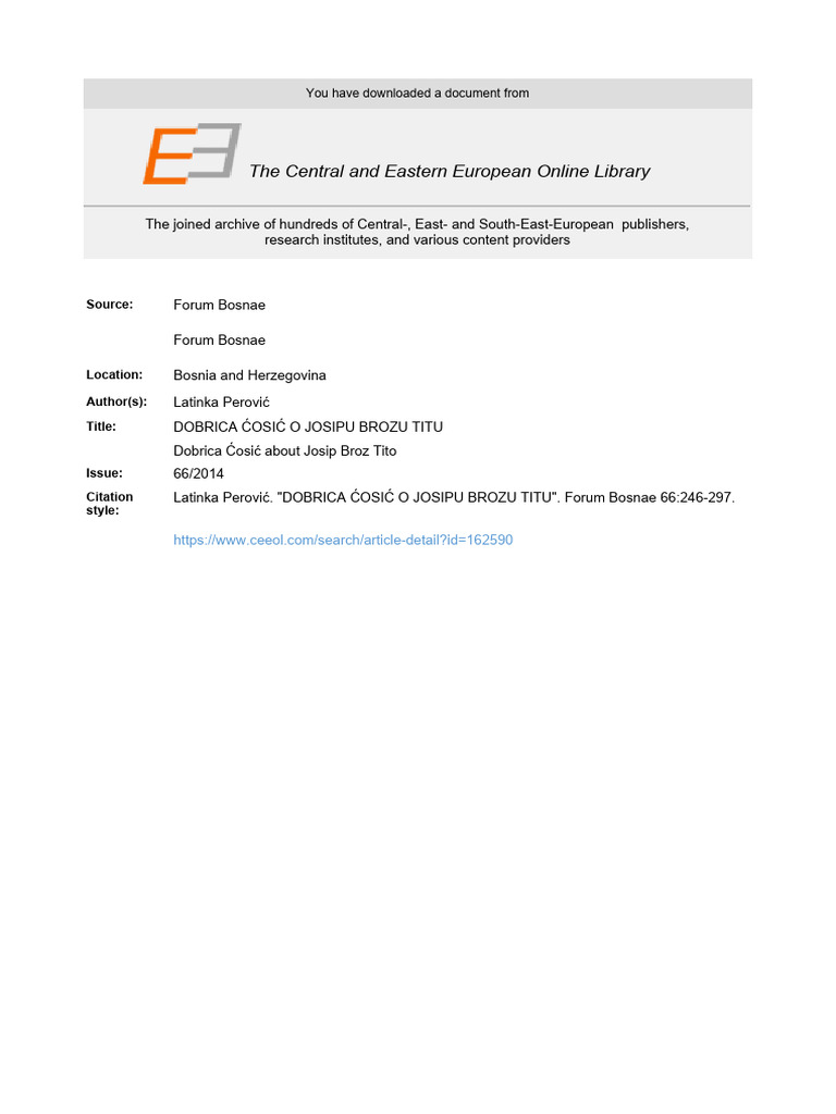 Dobrica %c4%87osi%c4%87 About Josip Broz Tito Content File PDF | PDF