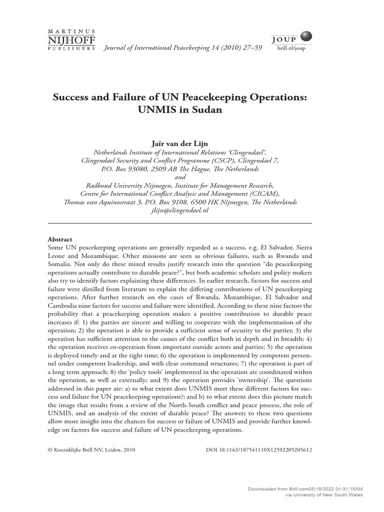 Success and Failure of UN Peacekeeping Operati | PDF | Sudan | Peacekeeping
