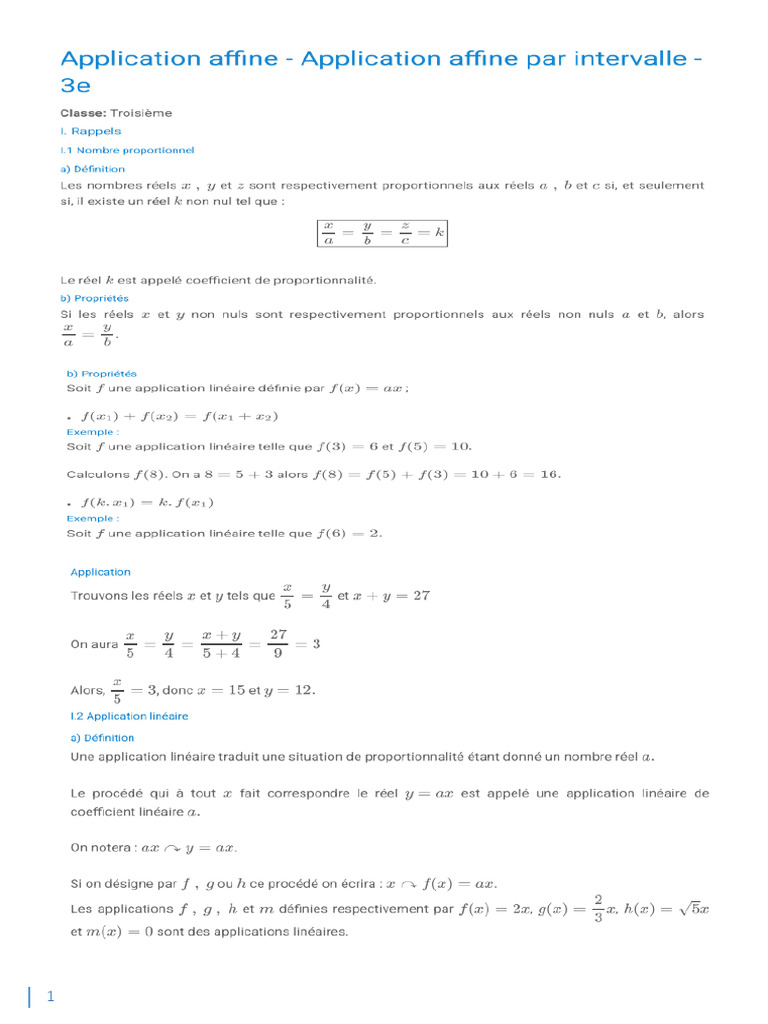 Cours Applications Affines | PDF