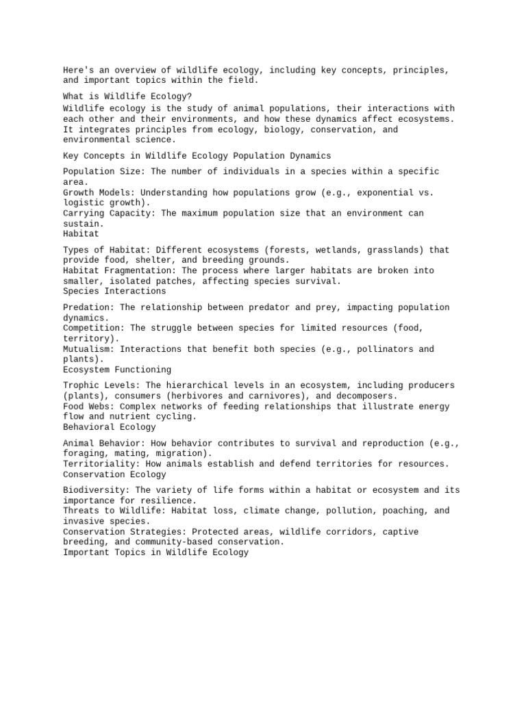 Here's An Overview of Wildlife EcolOGY | PDF | Ecology | Food Web