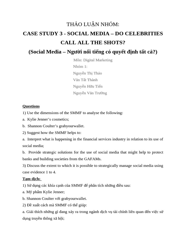 Nhóm 1 - Case Study 3 | PDF