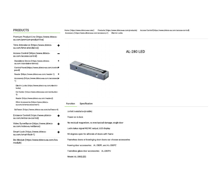 ZKTeco AL-280 LED | PDF