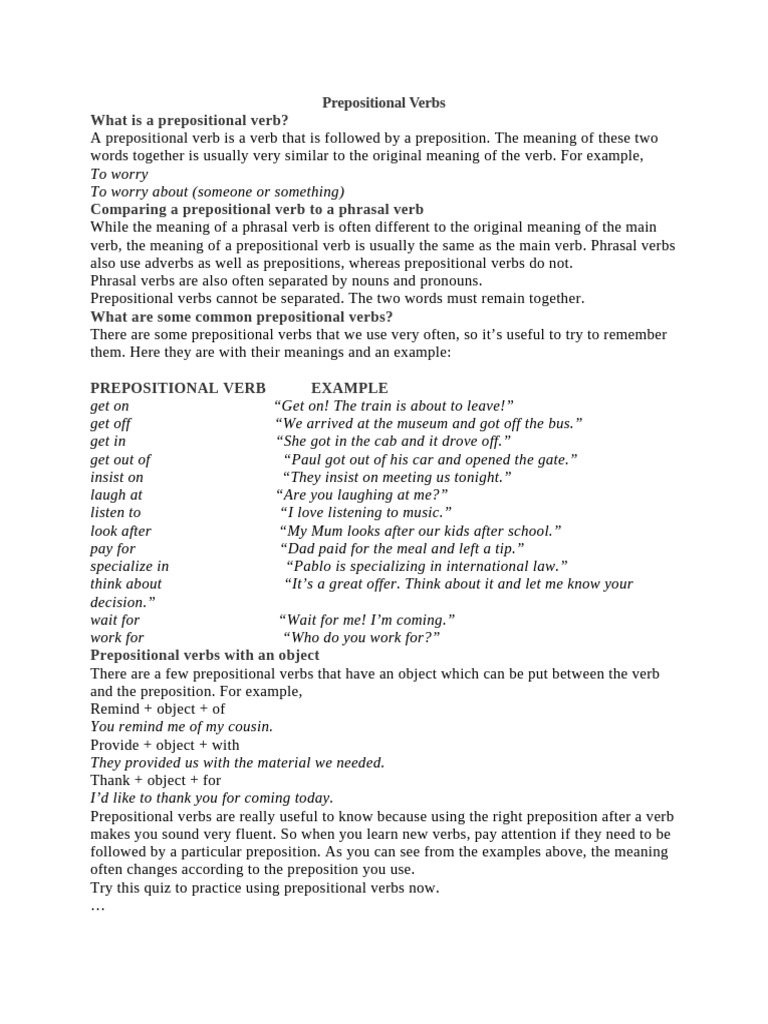 Understanding Prepositional Verbs | PDF | Preposition And Postposition | Verb