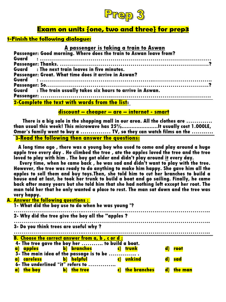 Prep3 Exam: Units 1-3 | PDF