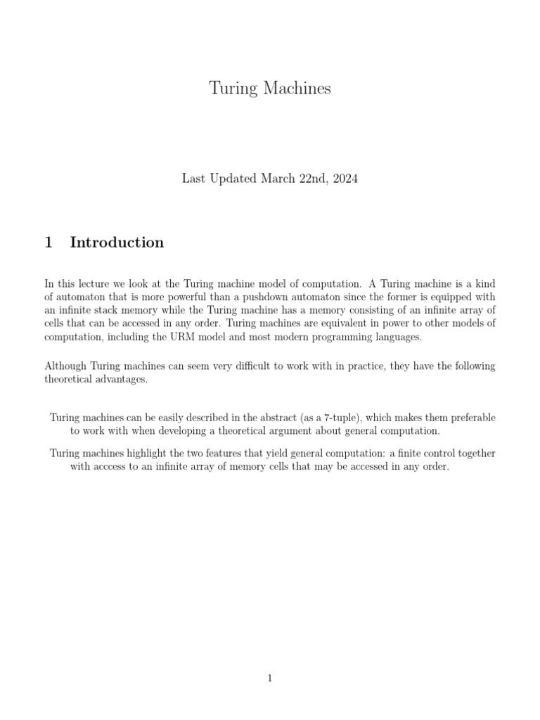 turing | PDF | Theory Of Computation | Theoretical Computer Science