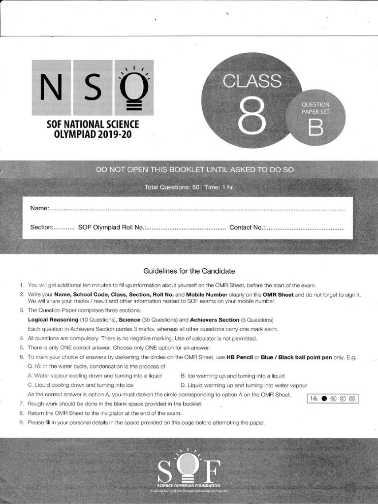 Class 8 19-20 Paper | PDF
