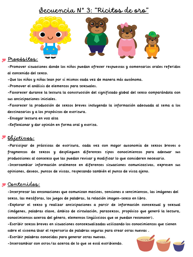 Secuencia #3 Ricitos de Oro ABC | PDF | Osos | Escritura
