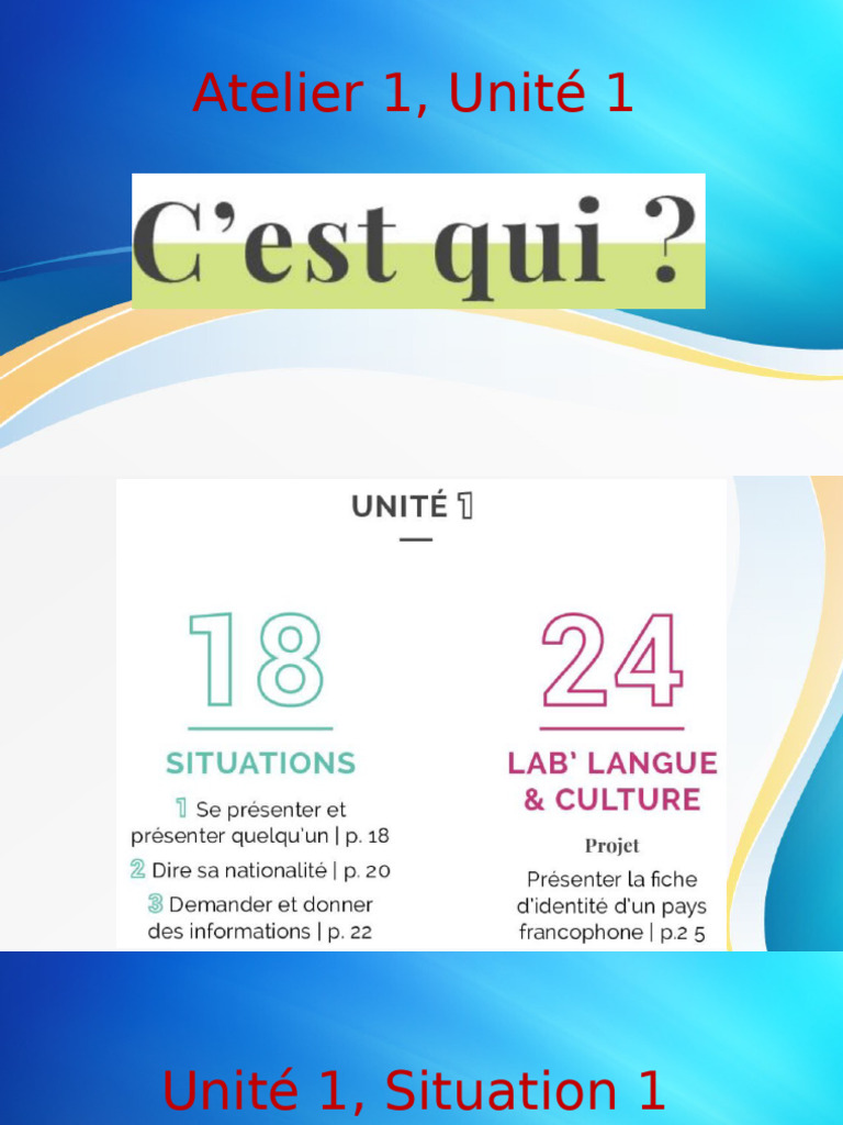 Unité 1 Atelier 1 Situation 1 | PDF | Orthographie | Alphabet latin