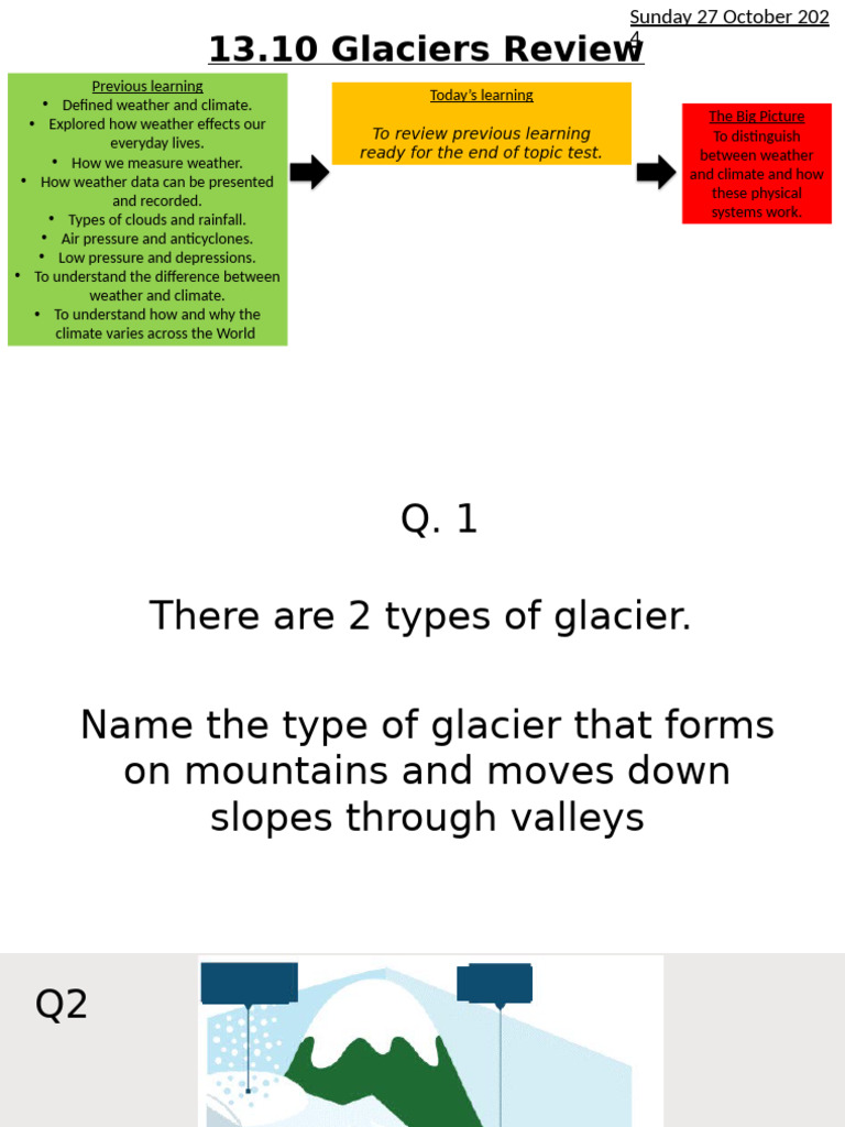 13.10 Glaciers Review 20.04.21 | PDF | Glacier | Physical Geography