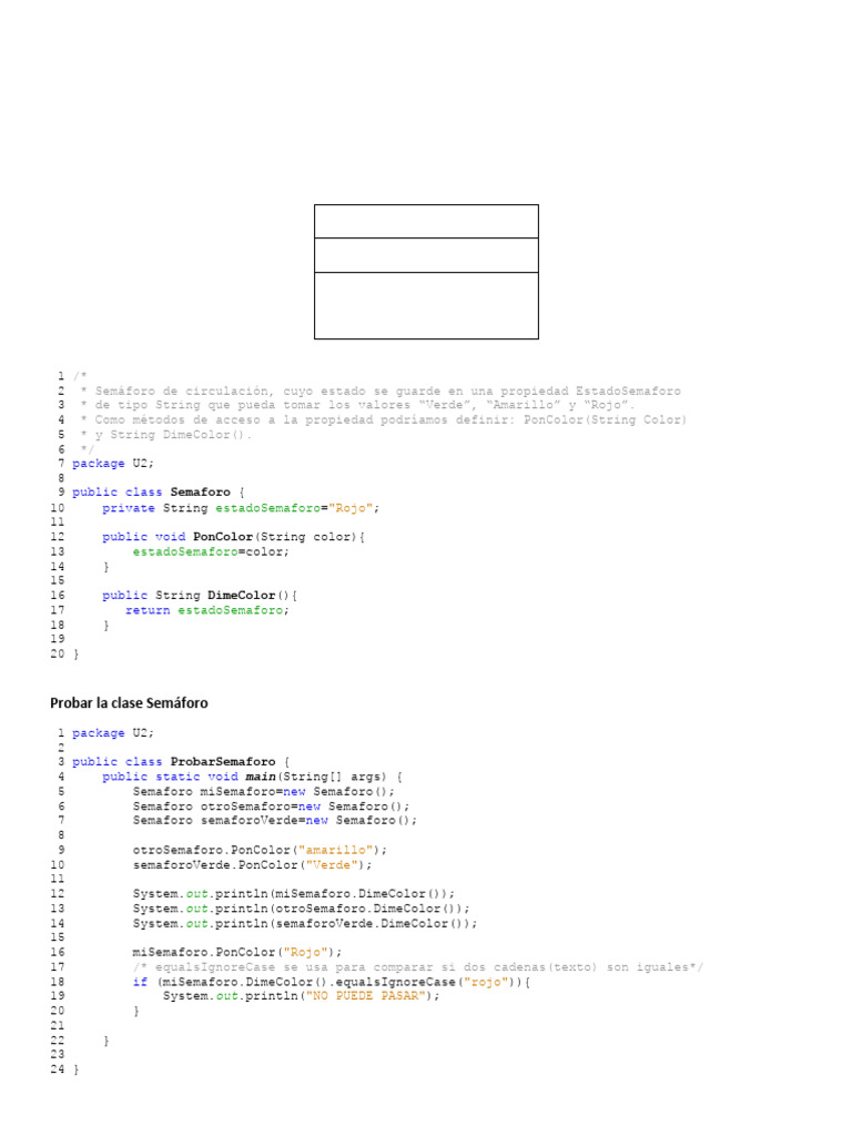 Ejemplos de clases y objetos (1) | PDF | Semáforo | Programación de computadoras