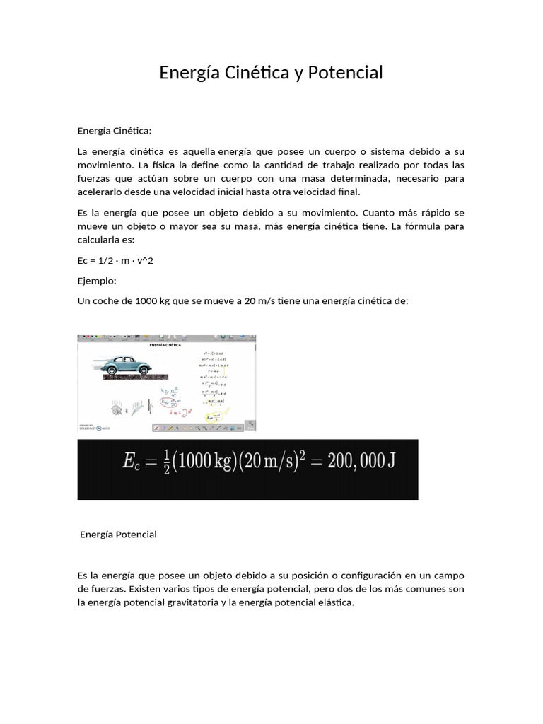 Energía Cinética y Potencial | PDF | Métodos y materiales de enseñanza ...