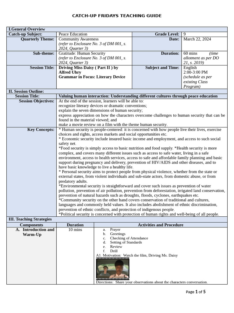Teaching-Guide-Catchup-Values-English 9W7 | PDF | Food Security | Monologue Teaching-Guide-Catchup-Values-English 9W7 | PDF | Food Security | Monologue