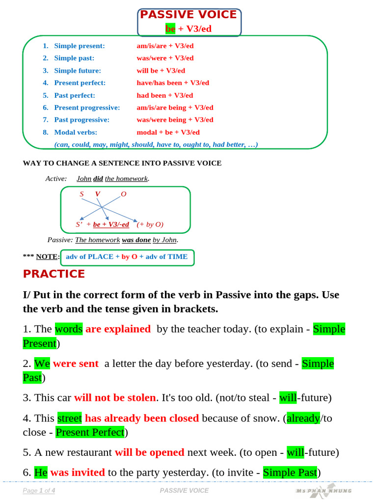 PASSIVE VOICE - Keys | PDF | Linguistic Morphology | Language Mechanics
