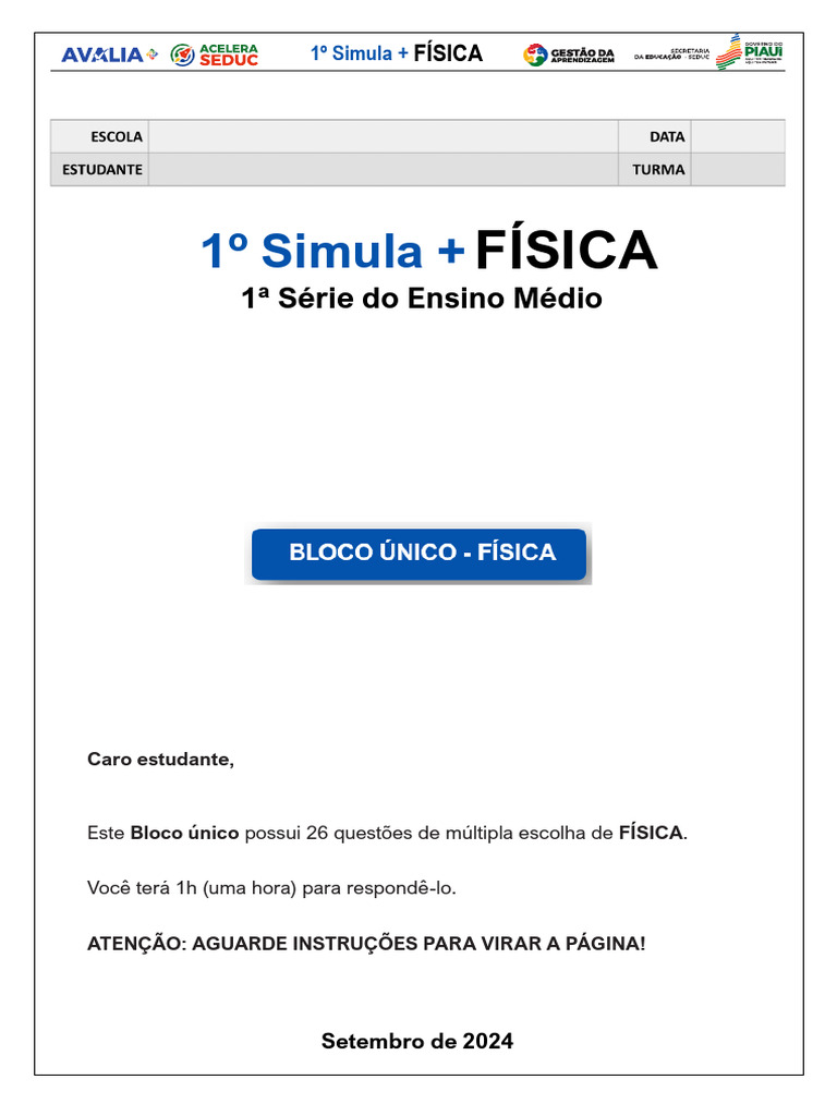 1º Simula + Física 1 | PDF | Vênus | Calor