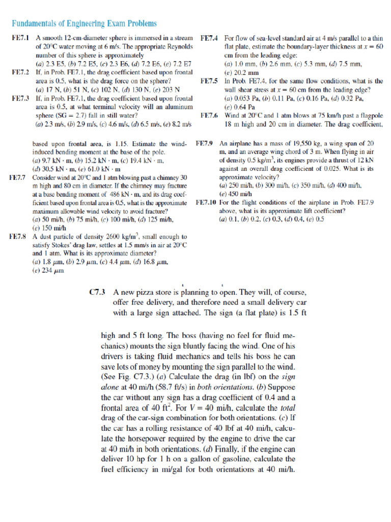 Lecture 7 - Exercises - Lift and Drag On Immer | PDF