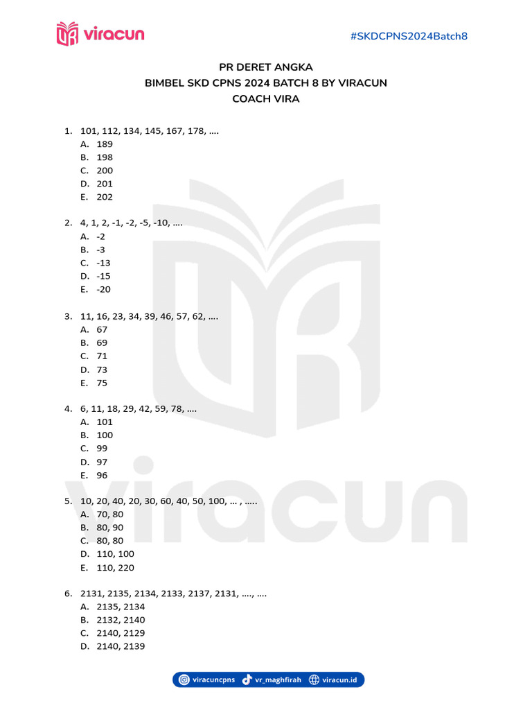 PR Deret Angka - Viracun Batch 8 | PDF
