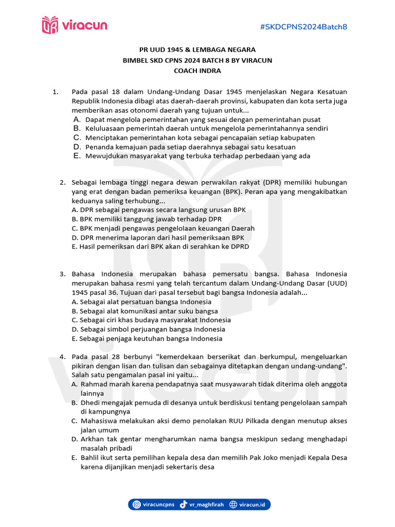 PR UUD 1945 - Viracun Batch 8 | PDF