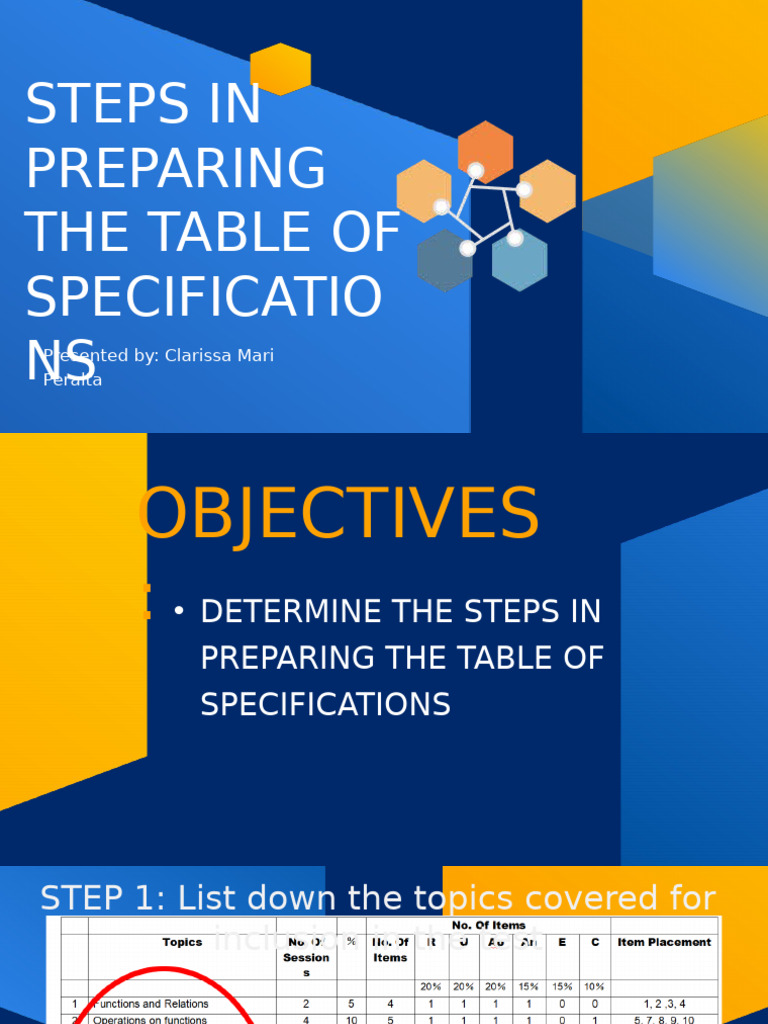 PERALTA Table of Specifications | PDF