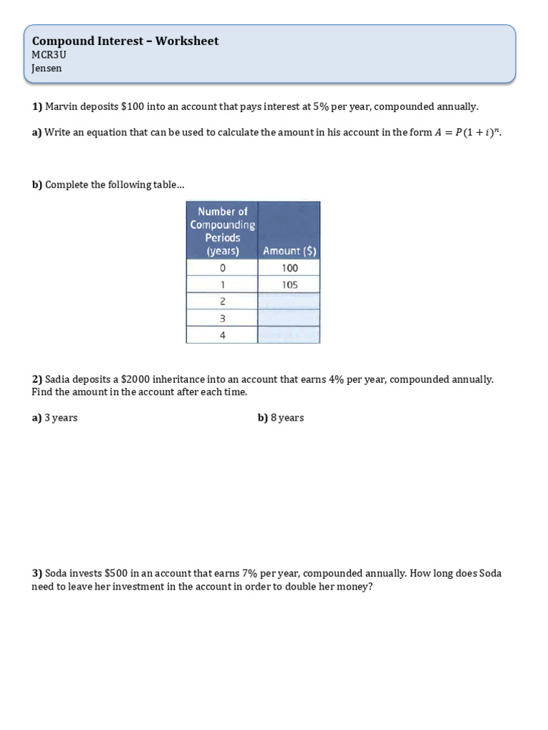 interest+worksheet | PDF | Interest | Political Economy