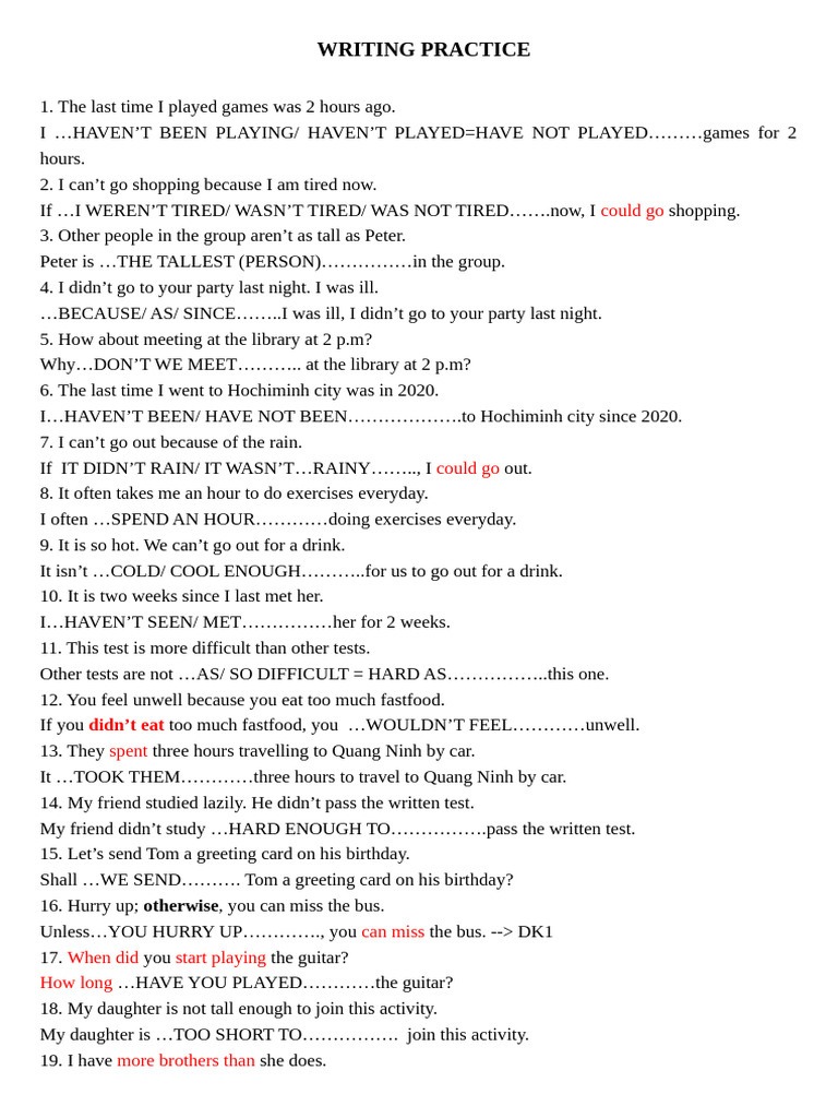 English Writing Practice Exercises | PDF | Language Arts & Discipline ...